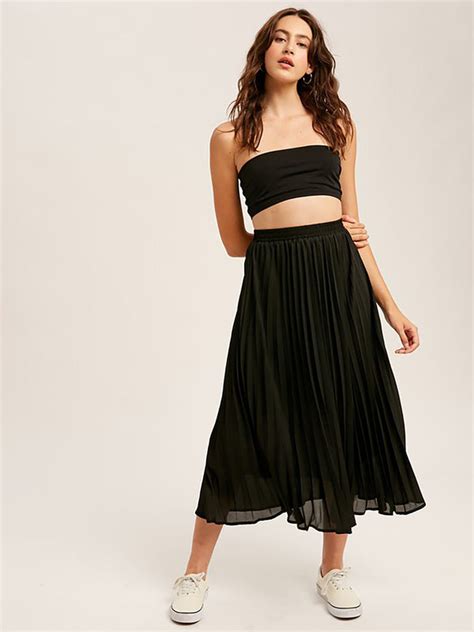 Listicle Pleated Chiffon Maxi Skirt Skirts Pinkorchidfashion