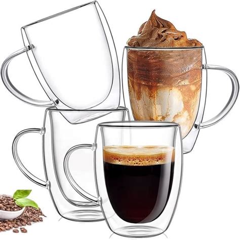 8 Tasses À Café Et Tasses En Verre À Double Paroi 4x350ml4x80ml