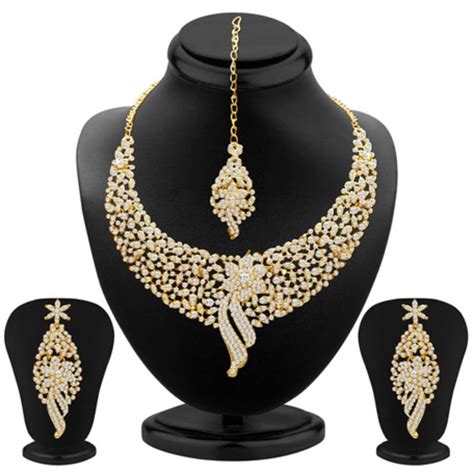Buy Sleek Gold Plated Ad Stone Necklace Set Online