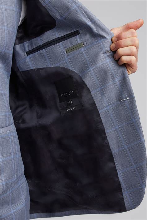 Ted Baker Soft Blue Overcheck Slim Fit Jacket