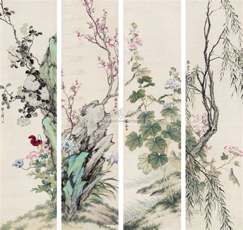 张兆祥 花卉 四屏中鼎国际 2010秋季艺术品拍卖会中鼎国际拍品价格图片拍卖专场拍卖会预展拍卖会结果卓克拍卖频道