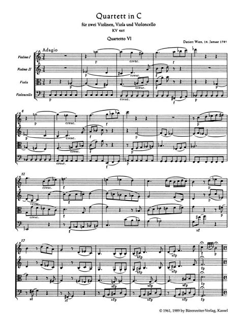 Mozart String Quartet Score And Sheet Music