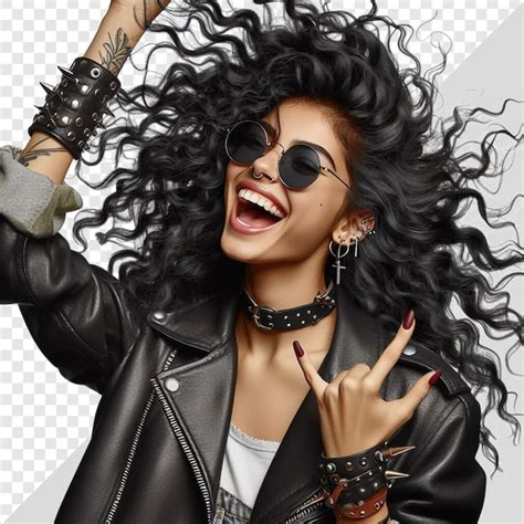 Восточная модель в очках танцует трясясь позирует изолированно на прозрачном фоне Премиум