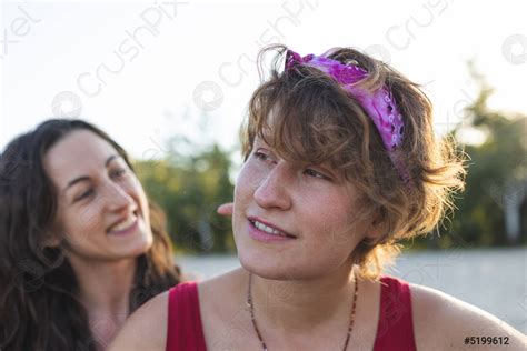 Lesbian Couple On The Beach Stock Photo Crushpixel