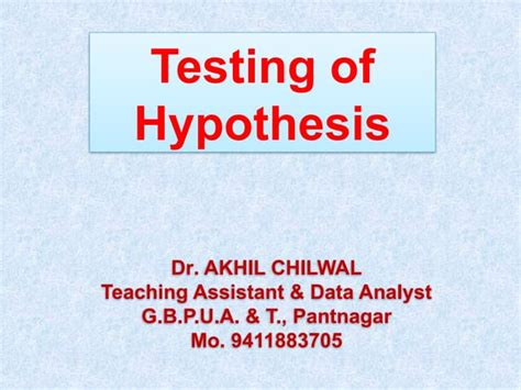 Testing Of Hypothesis Pptx Hypothesis Types Pptx