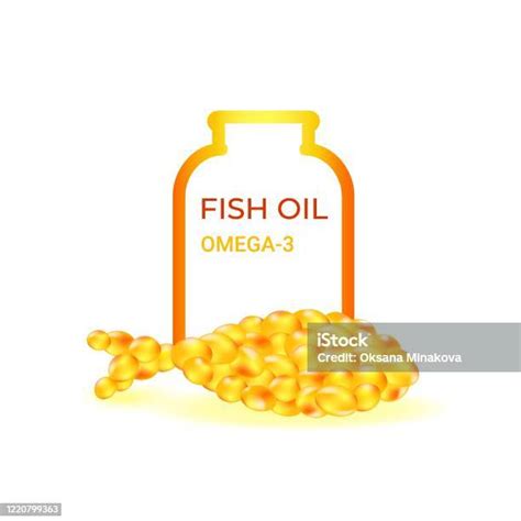 생선 기름 캡슐과 병 흰색 배경에 격리 비타민 오메가 3 알 약 템플릿 빛나는 황금 에센스 콜라겐골드 버블 치료 영양 스킨 케어 벡터 디자인 3가지 개체에 대한 스톡 벡터