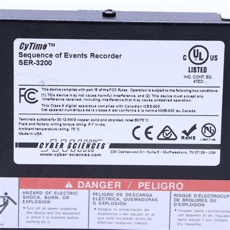 CYBER SCIENCES SER 3200 CYTIME EVENT RECORDER Premier Equipment
