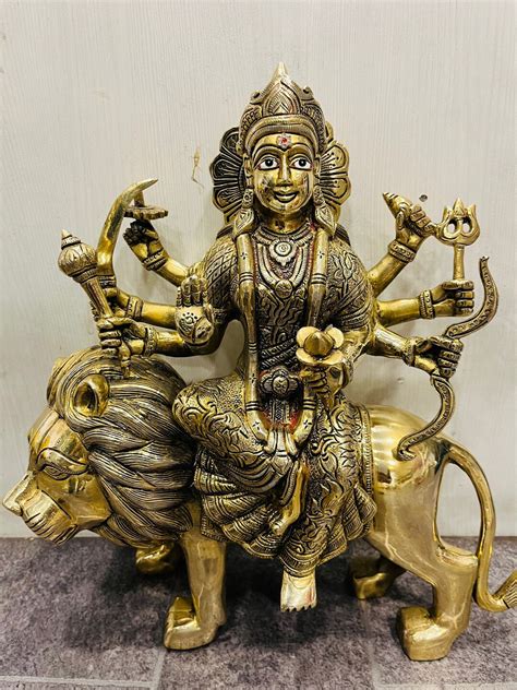 Brass Durga Sherawali Maa Statuedurga Shera Wali Maa Brass Etsy