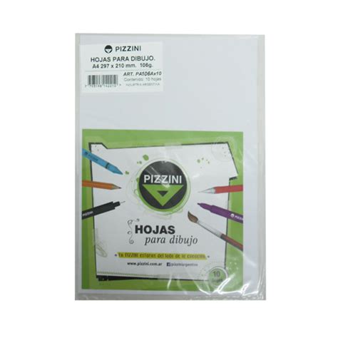 HOJAS DE PAPEL DIBUJO PIZZINI A4 106 GRS X 10 HJS Distribuidora Dique