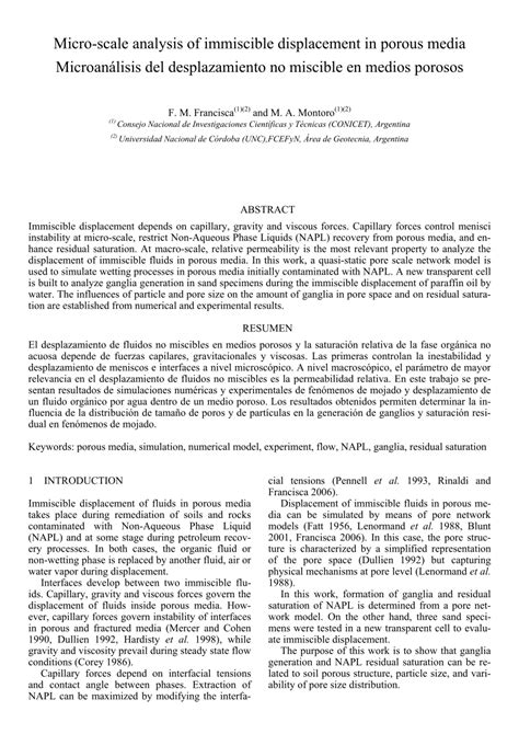 Pdf Micro Scale Analysis Of Immiscible Displacement In Porous Media