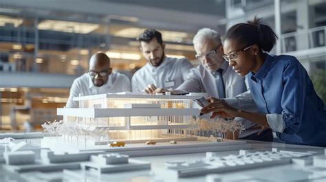 Premium Photo A Group Of Architects Discussing A Building Project They Are Looking At A Model