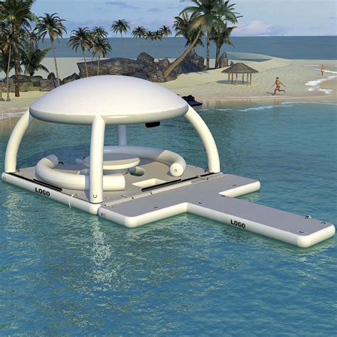 Floating Island Dock Leisure Water Bar Floating Inflatable Dock Water