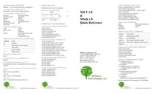 XSLT 1 And XPath Quick Reference From Mulberrytech PPT