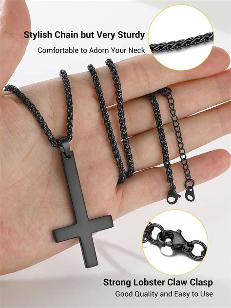 Black Inverted Cross Necklaceupside Down Crossgoth