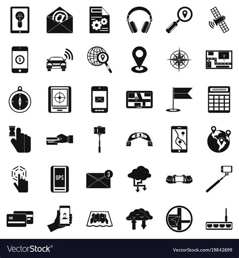 Mobile Widget Icons Set Simple Style Royalty Free Vector