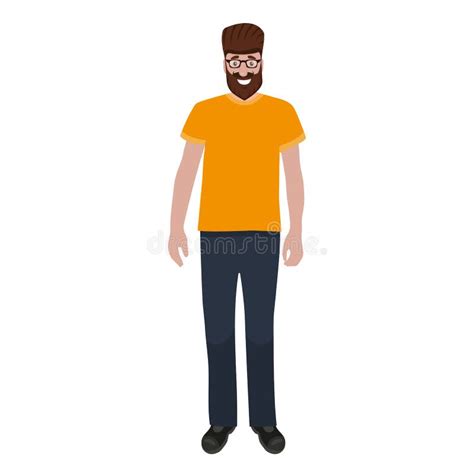 Cartoon Young Man With Beard And Glasses Stock Vector Illustration Of