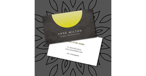 Modern Elegant Texture Black Yellow Yoga Business Card Zazzle