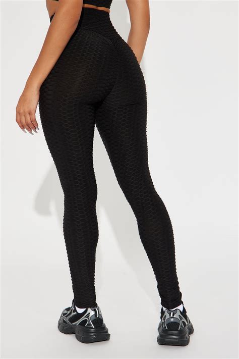 The Best Assets Textured Scrunch Butt Active Leggings Black Fashion