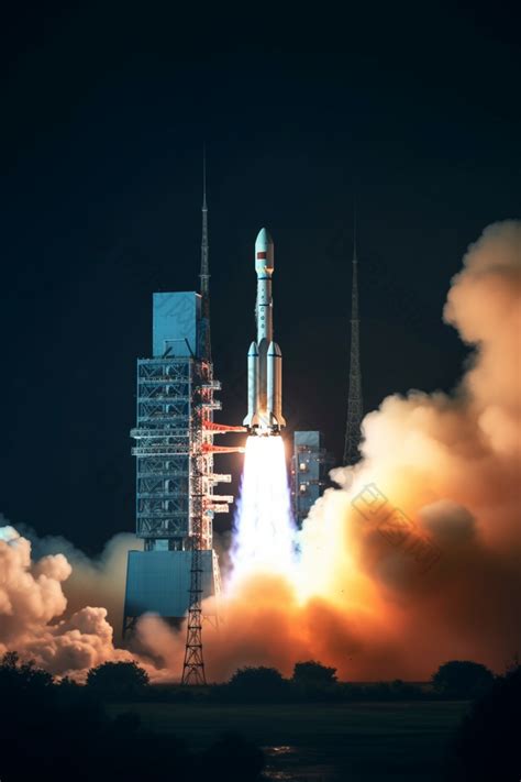 夜间运载火箭发射起飞太空图片 包图网