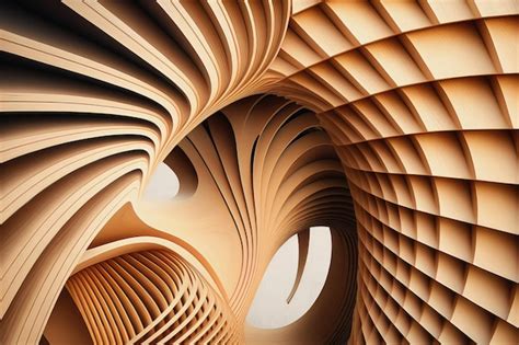 Premium Photo Abstract Of Wooden Pattern Twisted Shape Architecture