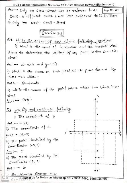 Coordinate Geometry Handwritten Notes For 9th Math