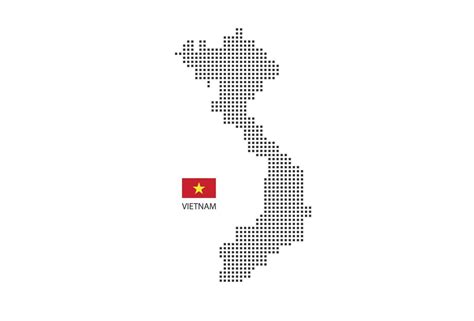 Vector Square Pixel Dotted Map Of Vietnam Isolated On White Background With Vietnam Flag