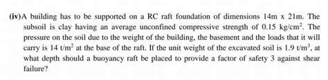 Solved Iv A Building Has To Be Supported On A RC Raft Chegg