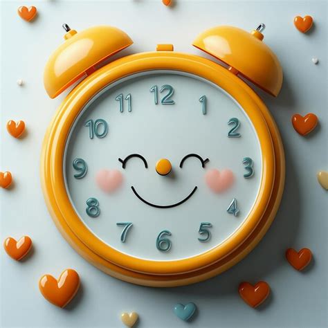 Adorable Little Clock With A Happy Face Ticktocking With Tiny Hearts