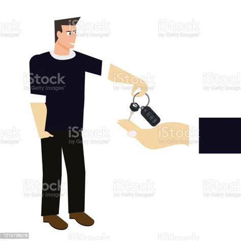 개념 전송 자동차 키 자동차 딜러는 구매자에게 자동차 키를 제공합니다 자동차 개념을 임대하고 구입 벡터 일러스트레이션 개념에