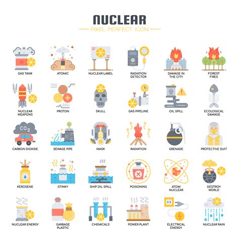 Nuclear Elements Flat Color Icons 685209 Vector Art At Vecteezy
