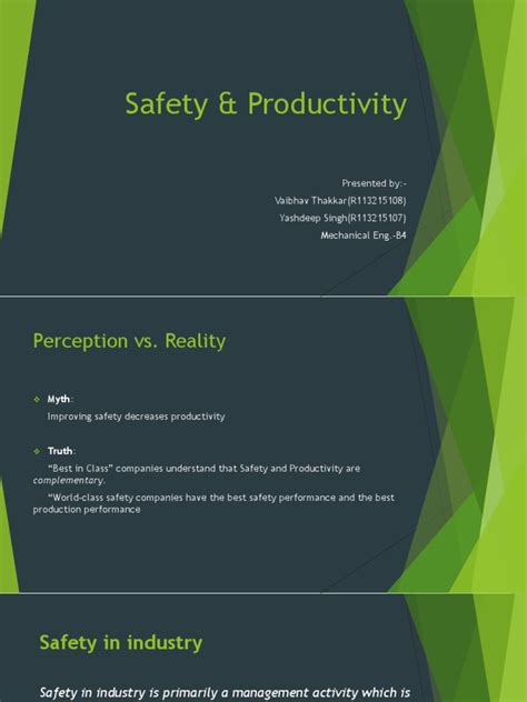 Safety And Productivity Pdf Labour Economics Employment