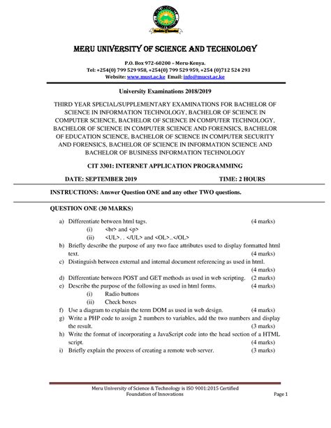 Cit 3301 Internet Application Programming Meru University Of Science