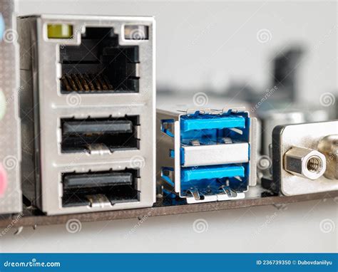 Connectors On The Computer On The Motherboard For Connecting Usb And Stock Photo Image
