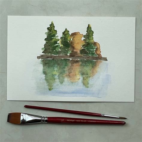 Paint Tree Reflections On Water Simple Watercolor Tutorial