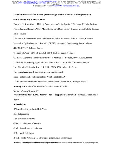 Pdf Trade Offs Between Water Use And Greenhouse Gas Emissions Related