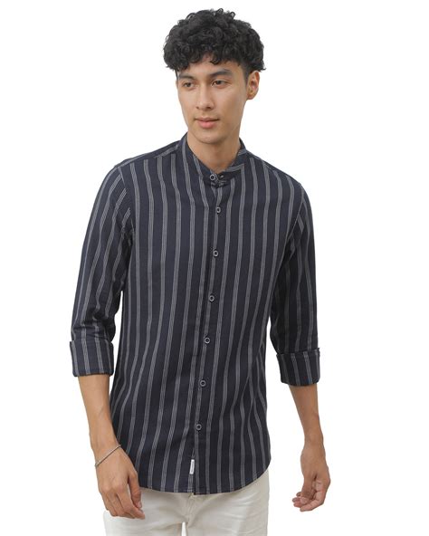 Buy Mens Blue Striped Slim Fit Shirt Online At Bewakoof