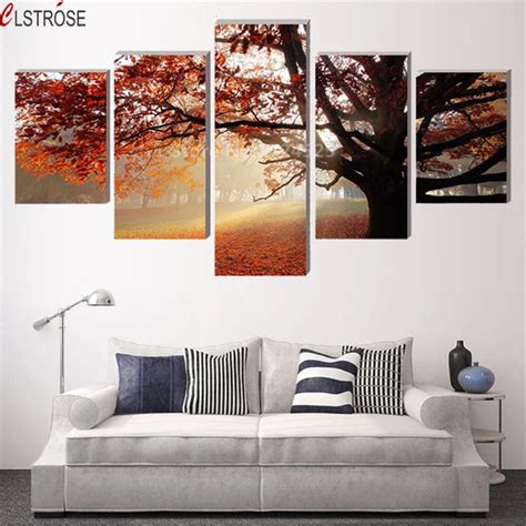 Clstrose 5 패널 큰 나무 캔버스 그림 대나무 풍경 그림 벽 예술 홈 장식 사진 저렴한 가격 액자 없음decorative Pictureshome Decor
