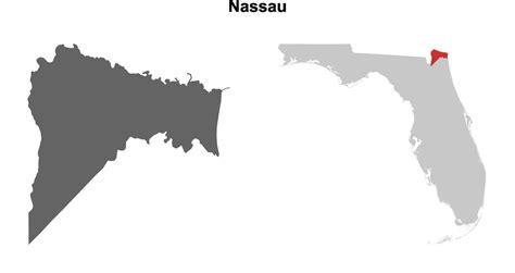 Nassau County Florida Blank Outline Map Set 56387533 Vector Art At