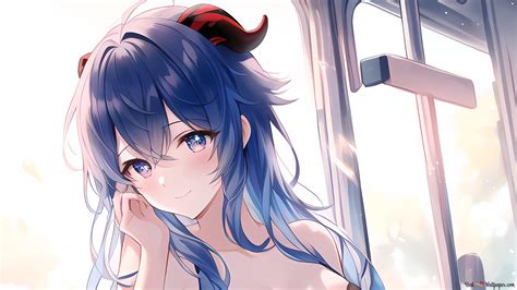Hot Blue Hair And Eyes Anime Girl Ganyu Genshin Impact 2k Wallpaper