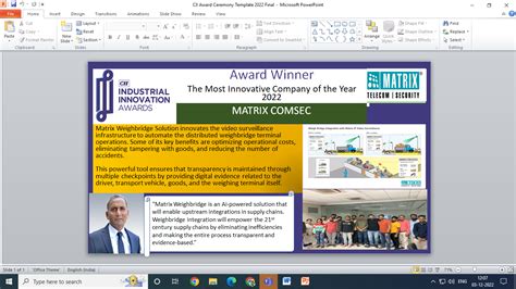 Matrix Comsec Wins The Coveted CII Industrial Innovation Award 2022