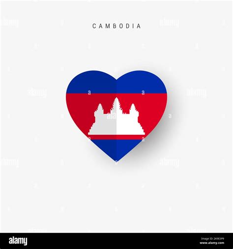 Cambodia Heart Shaped Flag Origami Paper Cut Cambodian National Banner