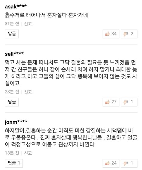 미혼여성 절반 결혼 안 해도 돼295 애 없어도 상관없어베플 인스티즈instiz 이슈 카테고리