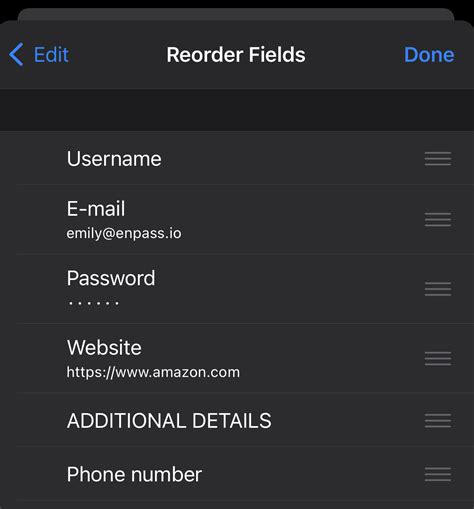 Customizing Fields In Enpass