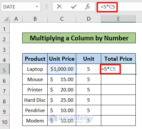 How To Create A Multiplication Formula In Excel Easy Ways