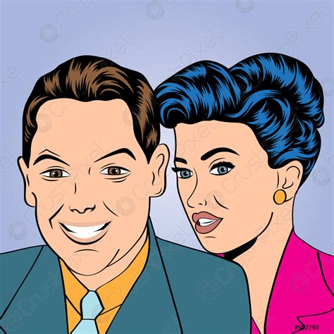 Man And Woman Love Couple In Pop Art Comic Style Stock Vector 982793