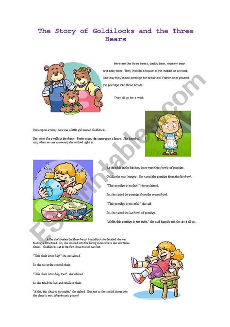 Goldilocks Esl Worksheet By Etimax