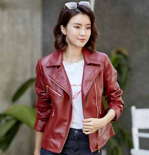 楽天市場レザー ジャケット ライダースジャケット レディース 春秋 薄手 レザージャケット 大きいサイズ バイクジャケット 大人 春服