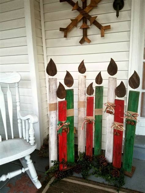 Reclaimed Wood Christmas Candles Holiday Porch Decor Etsy