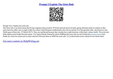 Prompt 2 Explain The Octet Rule Ppt