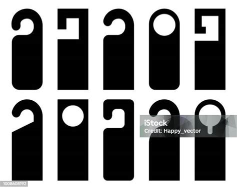 현실적인 플라스틱 종이 문 핸들 잠금 옷걸이 세트 배경에 고립의 크리에이 티브 벡터 일러스트 아트 디자인 빈 빈 이랑입니다 텍스트방해 하지 마십시오 추상 개념 그래픽 요소